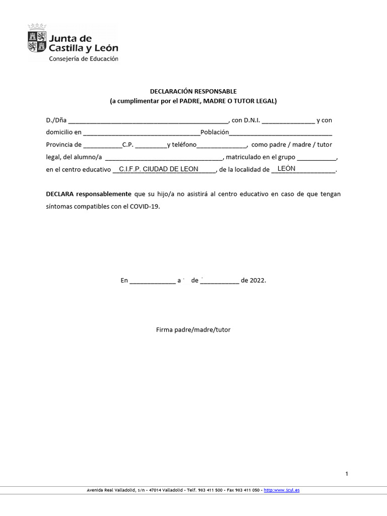 Declaración Responsable Defenitiva | PDF