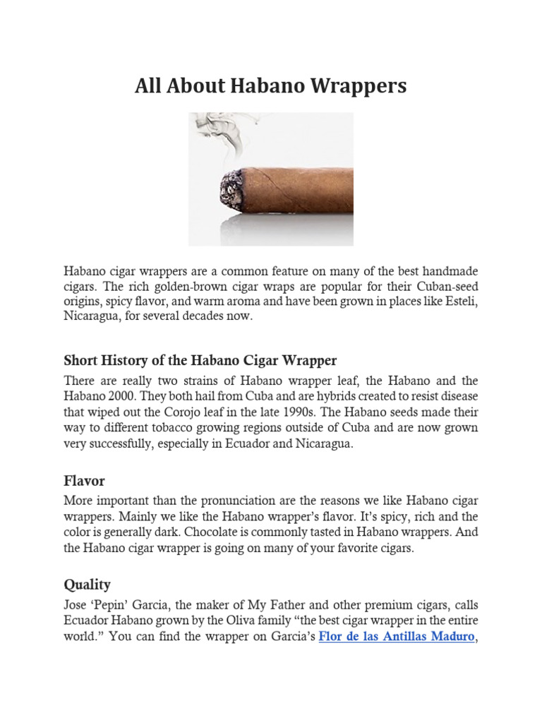 Habano Cigar Wrappers Guide | PDF | Cigar | Herbal And Fungal Stimulants