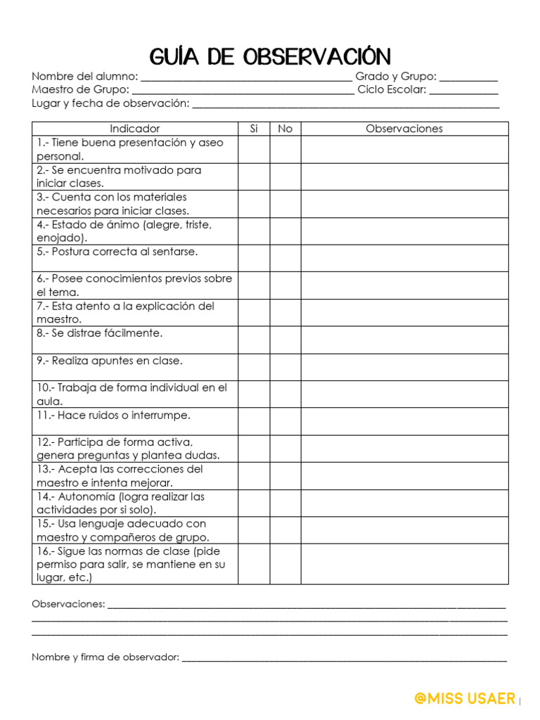 Guia de Observacion | PDF
