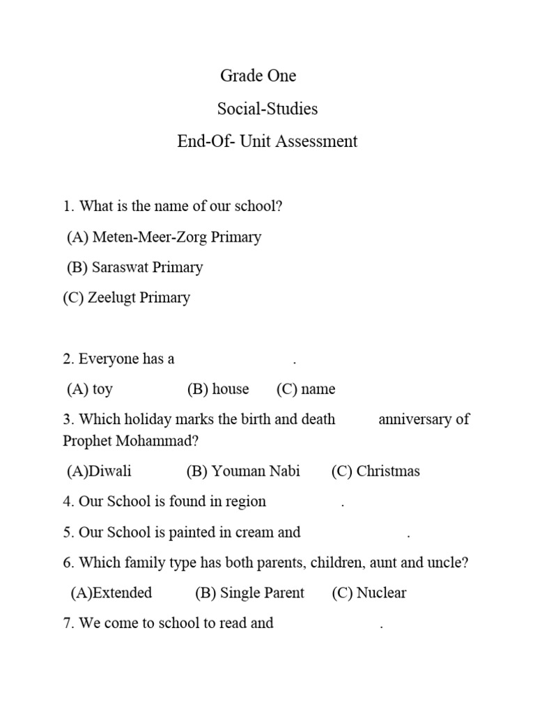 Social Studies Test | PDF