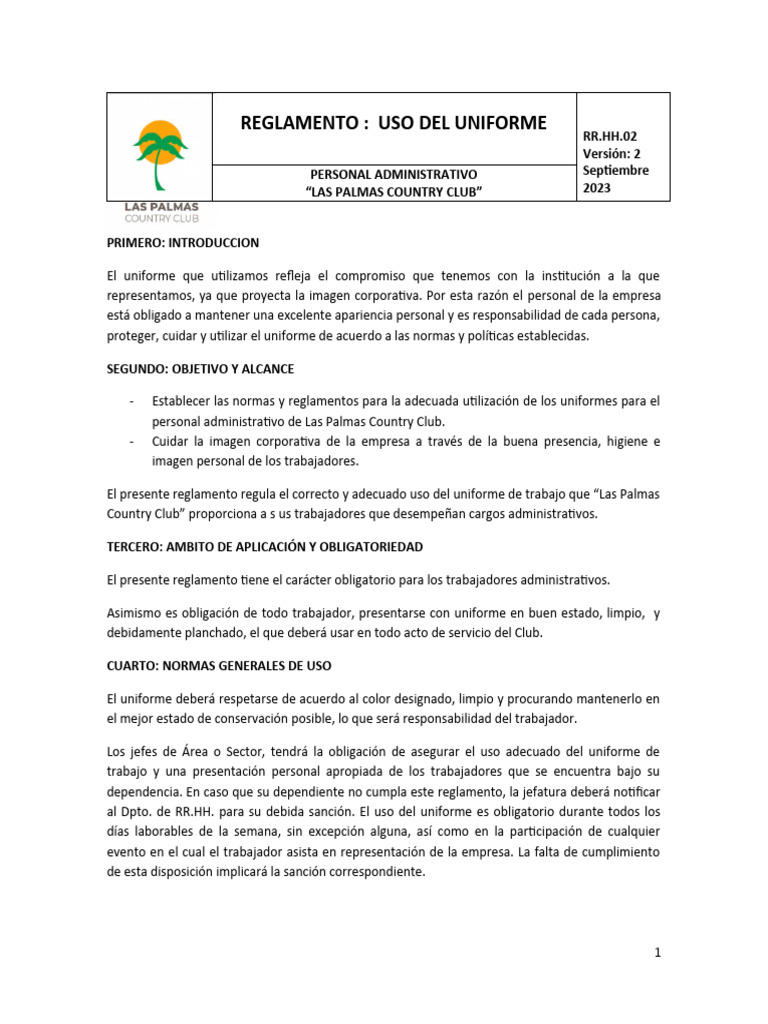 Reglamento Uso de Uniformes 2023 | PDF | Zapato | Estado (política)