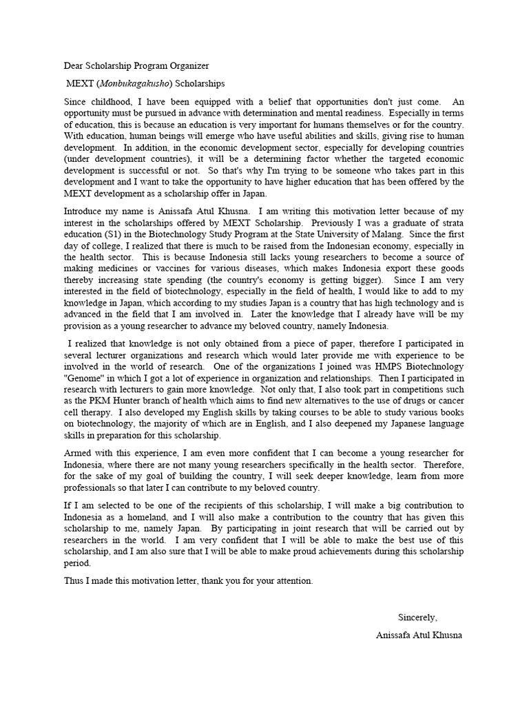 Mottivation Letter | PDF