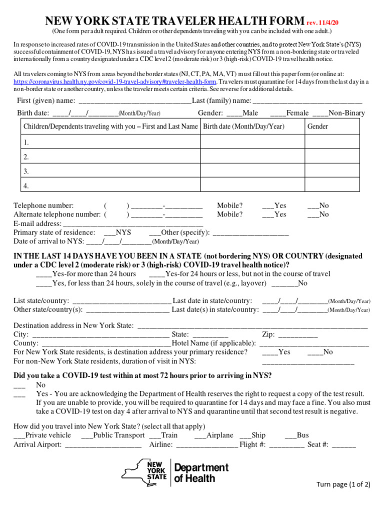 Covid-19 Travel Form | PDF | Quarantine | Medicine