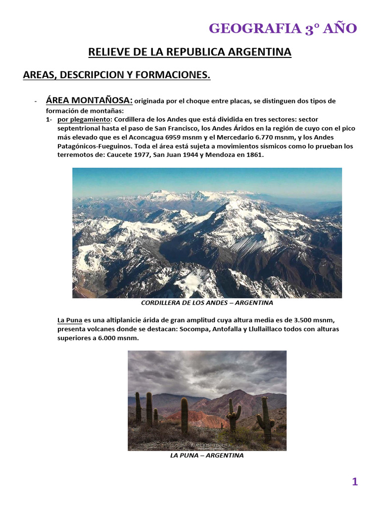 3 Relieve Argentina | PDF | Andes | Meseta
