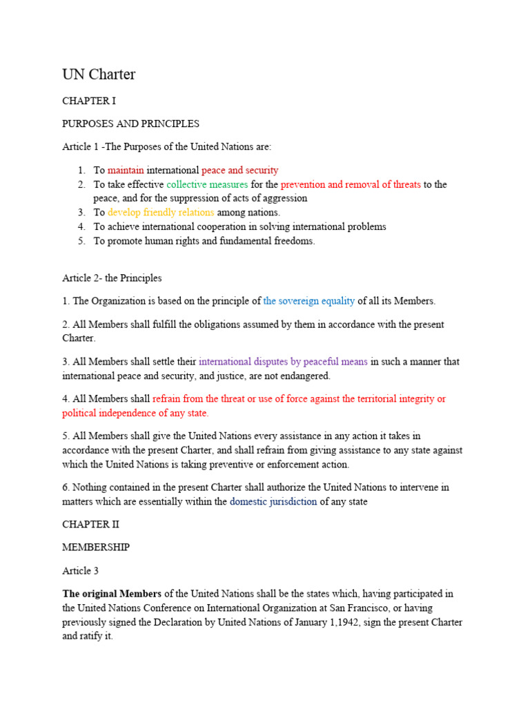 UN Charter | PDF | United Nations | International Relations