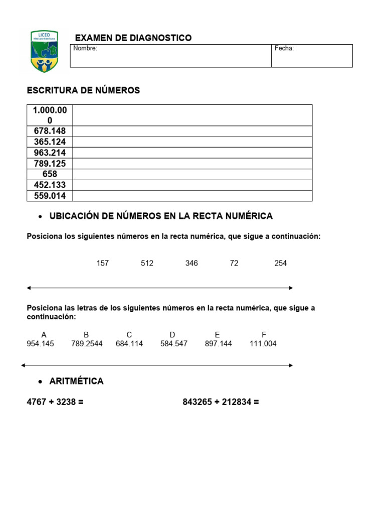 Examen Diagnostico 4 Grado Pdf