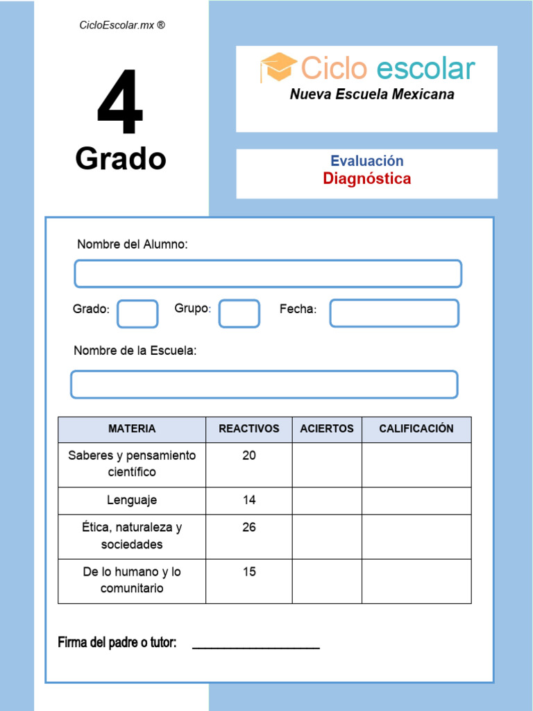Evaluacion de Diagnostico Cuarto de Primaria | PDF | Litro | Caperucita ...