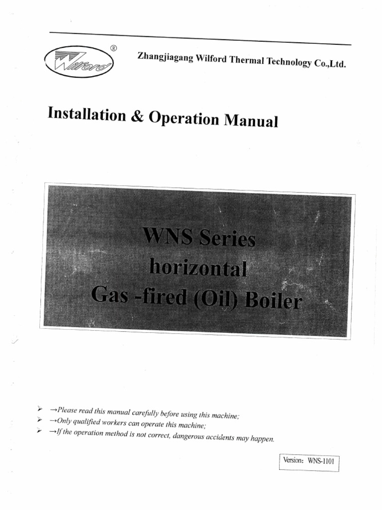 Installation & Operation Manual WNS Series Horizontal Gas-Fired Boiler | PDF