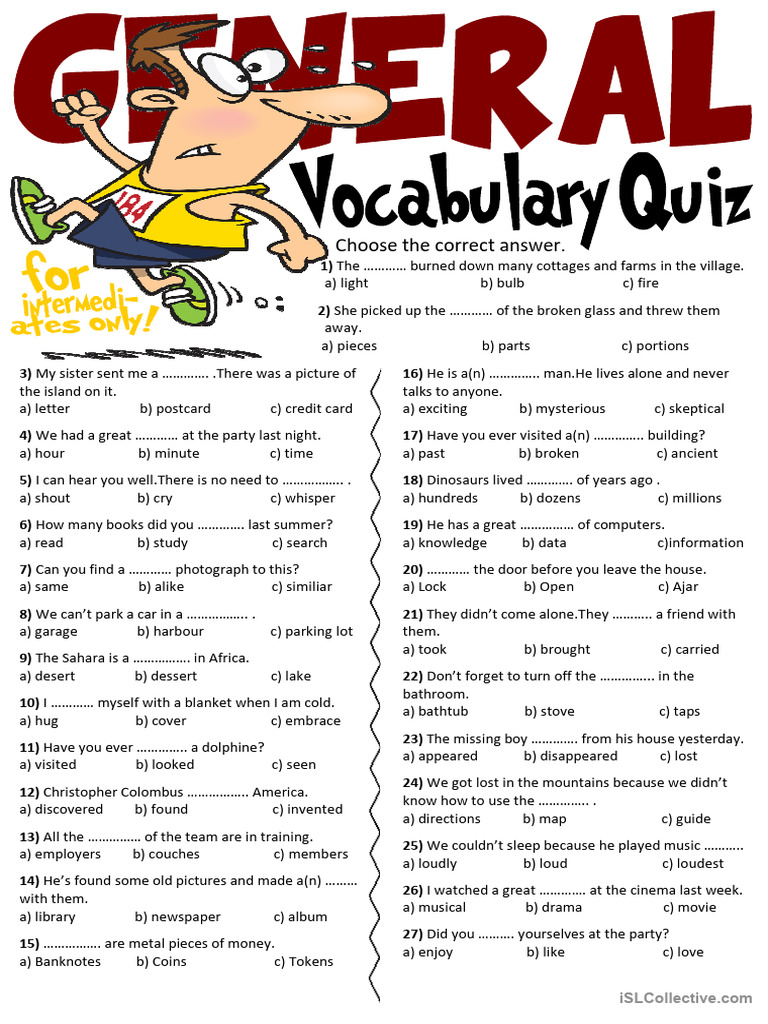General Vocabulary Quiz | PDF