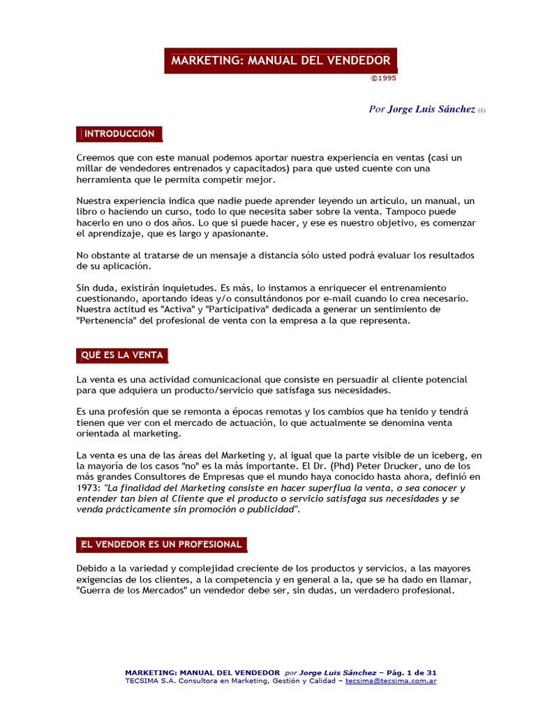 Manual Del Vendedor | PDF | Marketing | Comunicación