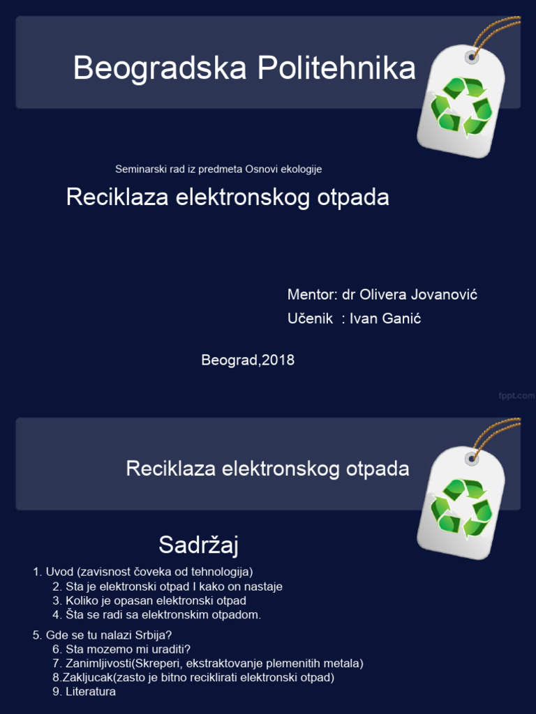 Reciklaza Elektronskog Otpada | PDF