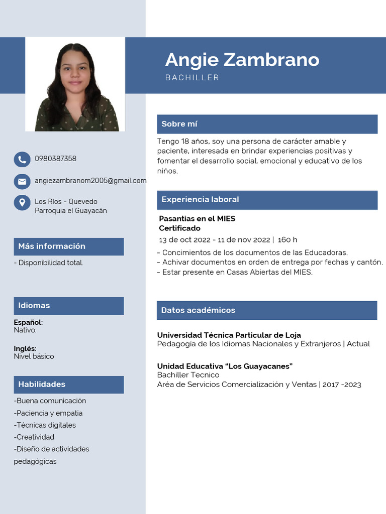 Currículum Angie Zambrano | PDF