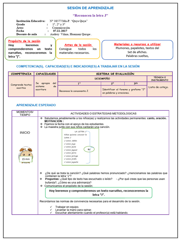 Actividades de la letra J para primer grado | PDF | Lingüística | Escritura