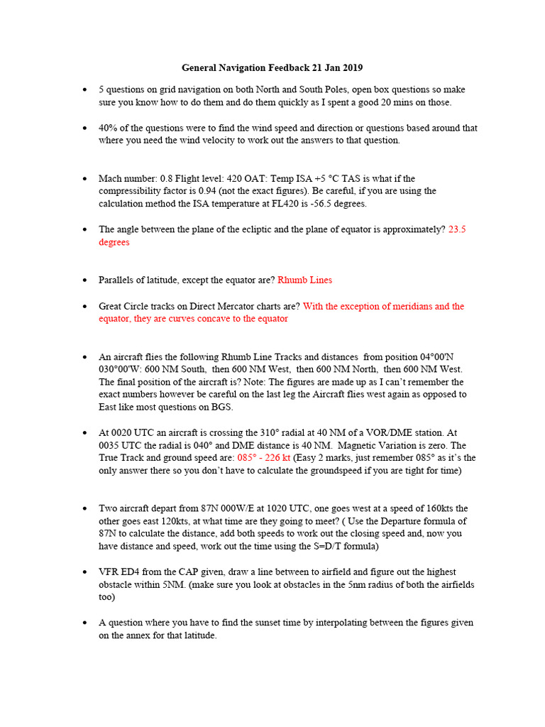 Navigation Exam Tips and Calculations | PDF | Applied And ...