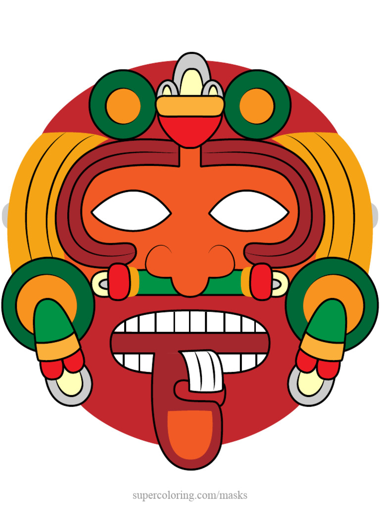 Aztec Mask Colored Template Paper Craft | PDF