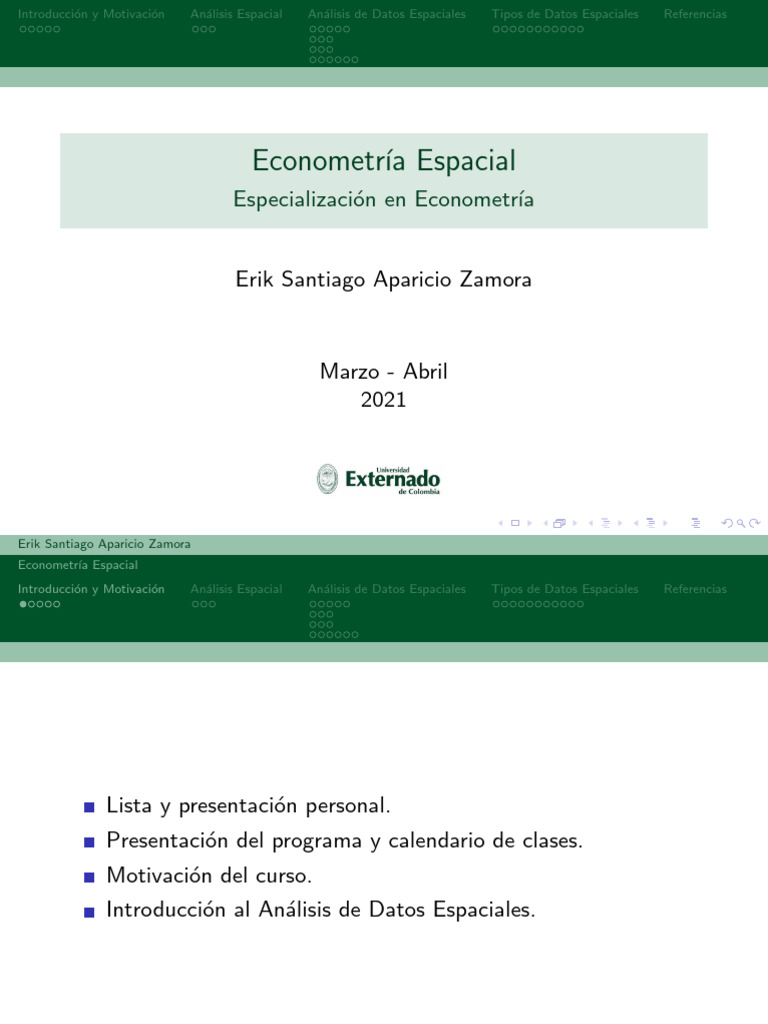 Sesion 1 Econometria Espacial | PDF | Análisis espacial | Science