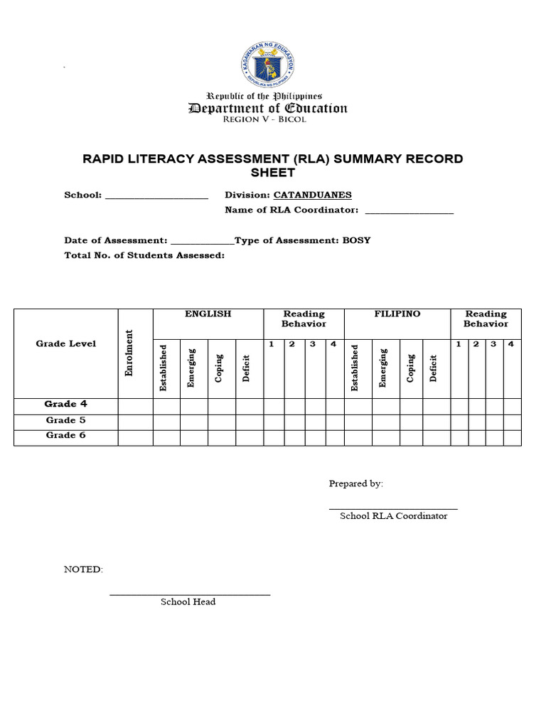 RLA Summary Record for Assessment | PDF