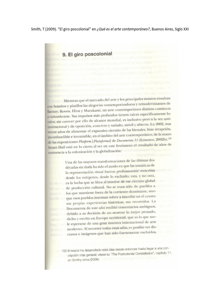 Terry Smith. El Giro Poscolonial en Qué Es El Arte Contemporáneo | PDF