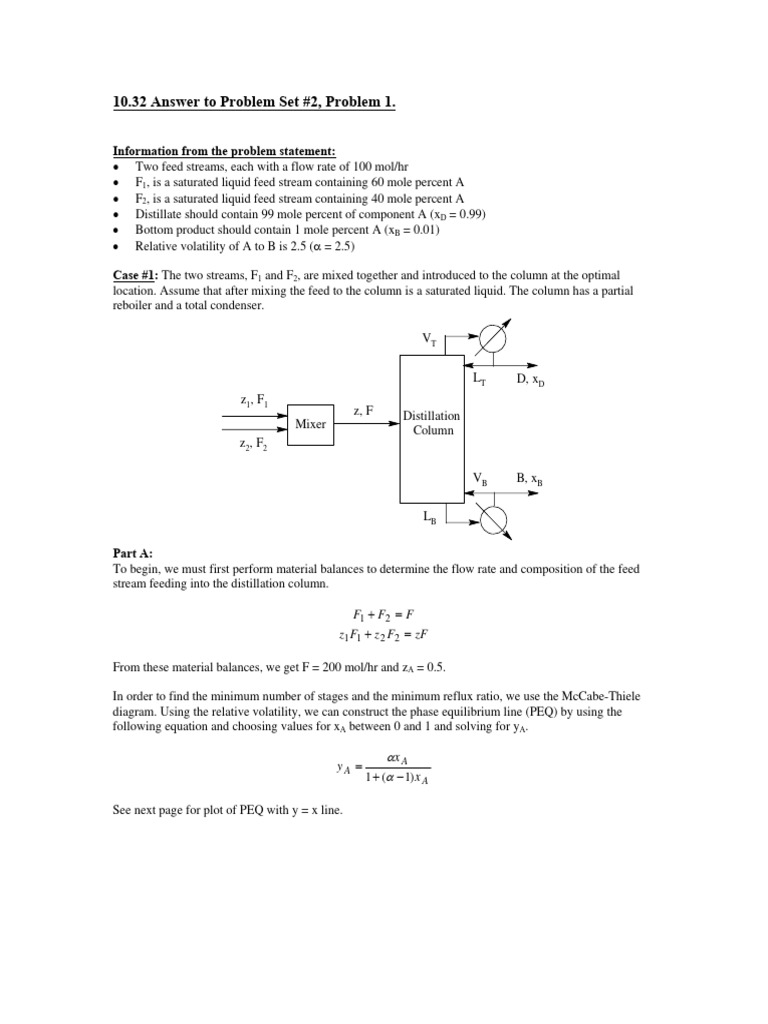 10 32ps2solution | PDF | Distillation | Chemical Process Engineering