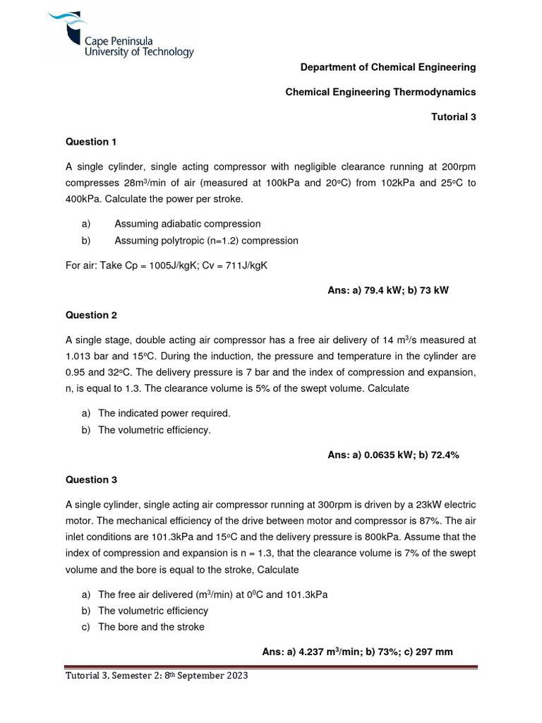 Tutorial 2 | PDF | Gases | Continuum Mechanics