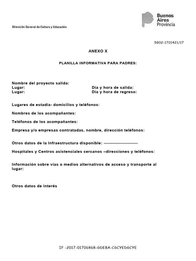 Salida educativa Res 378-17 - ANEXO 10 BLANCO | PDF