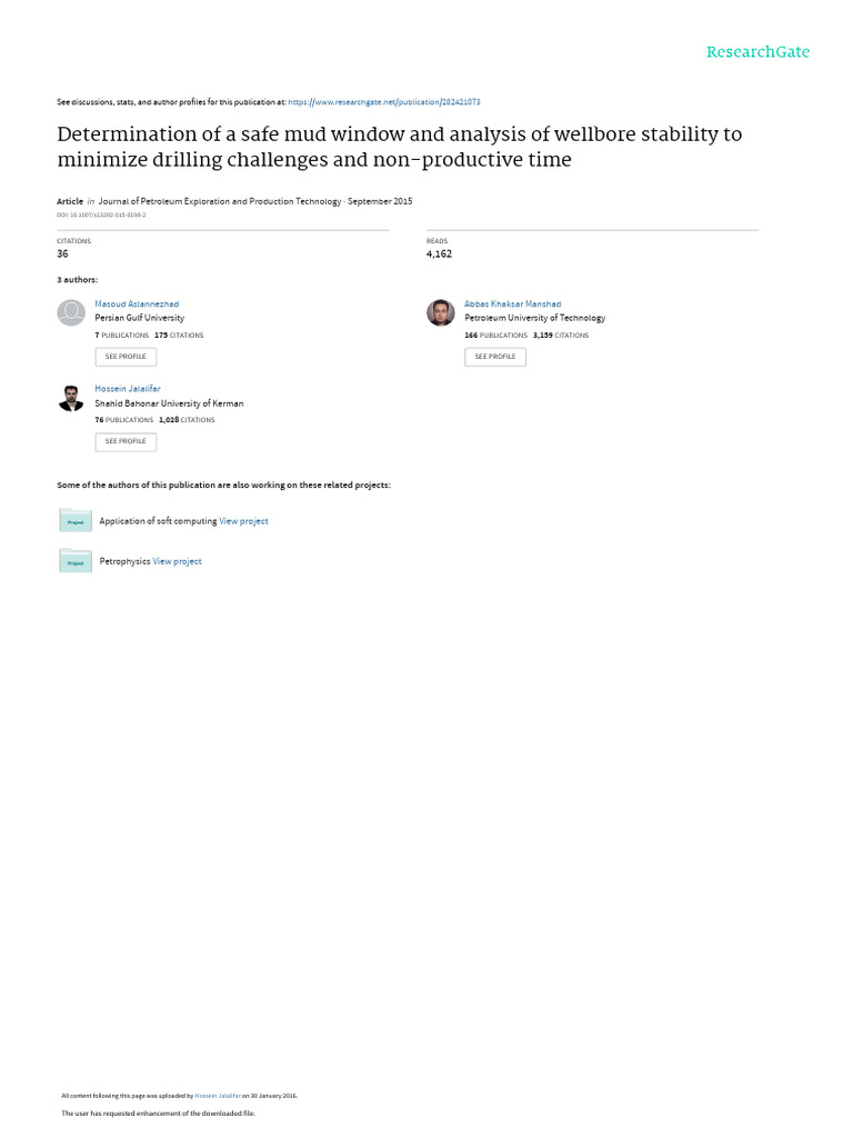 Determination of A Safe Mud Window and Analysis of | PDF | Stress ...