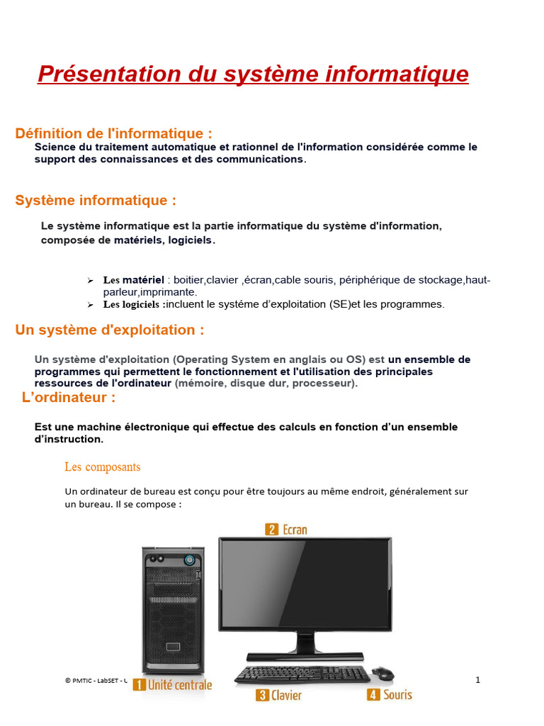Les Composant de L'ordinateur | PDF | Système d'exploitation | Matériel informatique