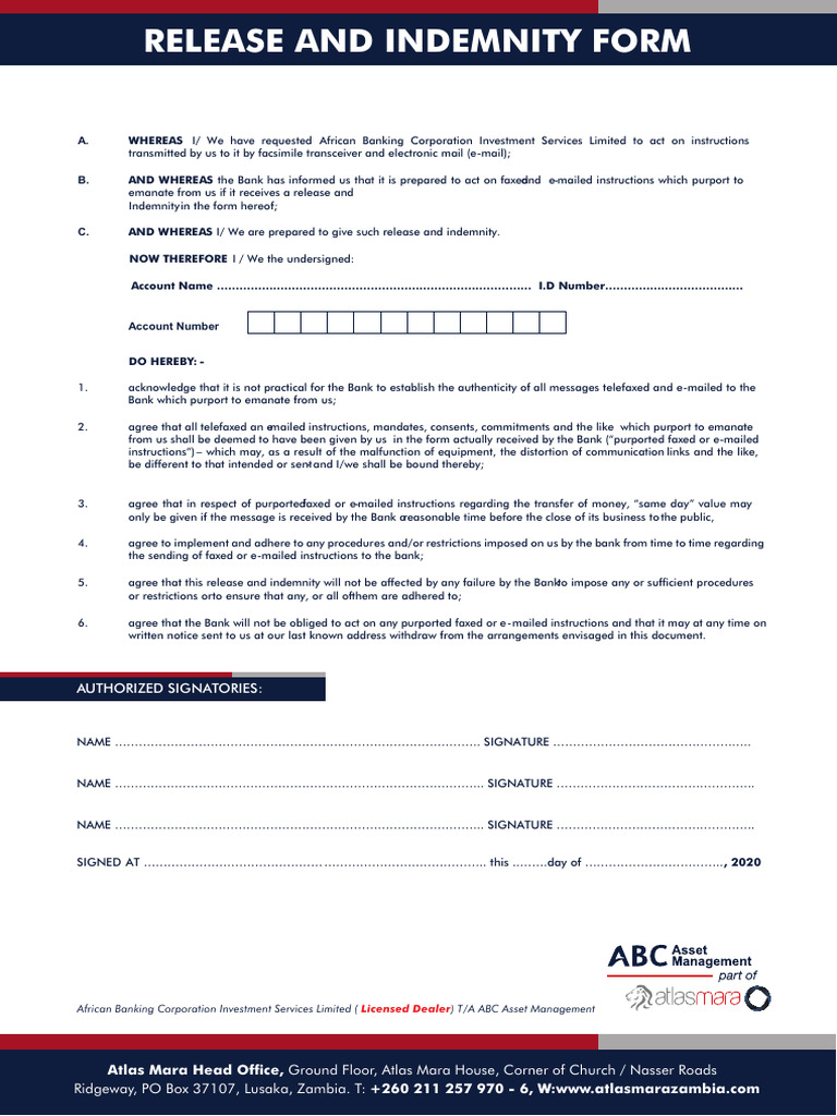Indemnity Form | PDF | Fax | Service Industries