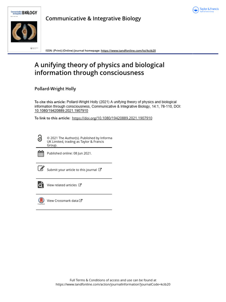 A Unifying Theory of Physics and Biologi | PDF | Mind | Consciousness