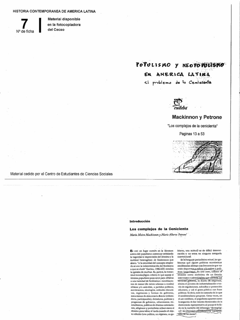 7-B - Maria Mackinnon y Mario Petrone. Populismo y Neopopulismo en ...