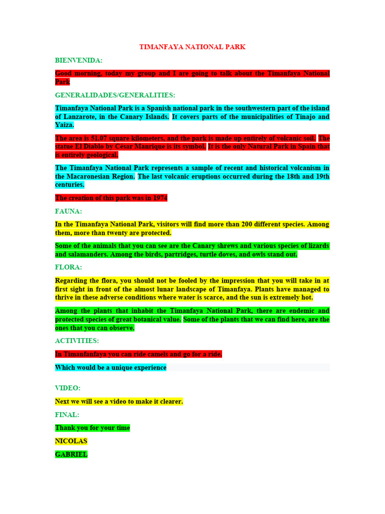 Timanfaya National Park | PDF