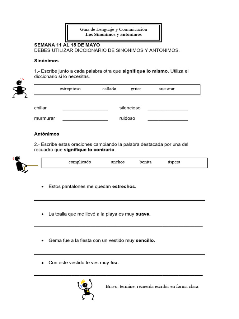 5°-de-Lenguaje-Sinonimos-y-Antonimos | PDF