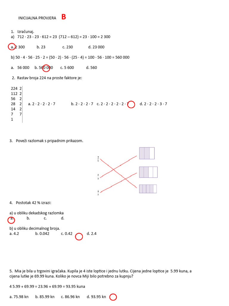 Inicijalna Provjera B 6 Razred | PDF