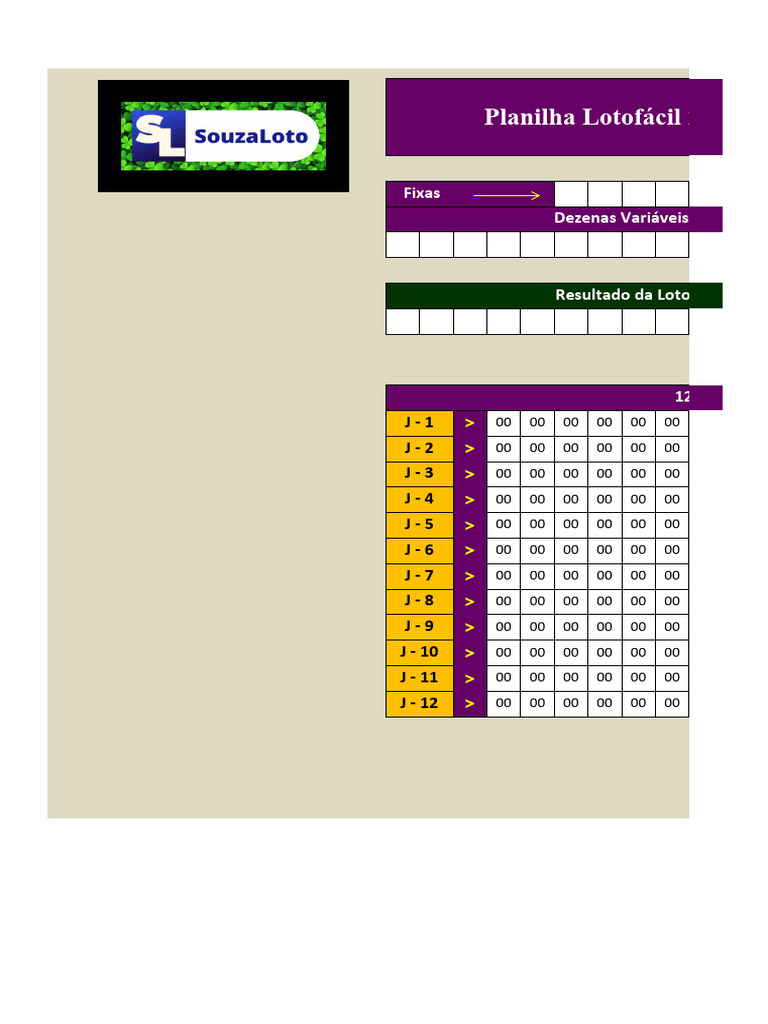 Planilha Lotofácil 23 DZ 9 Fixas 12 Jogos | PDF