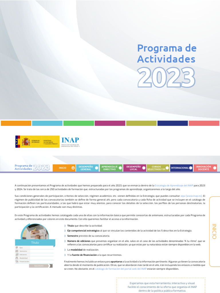 Programa de Actividades INAP 2023 | PDF | Internet | Informática