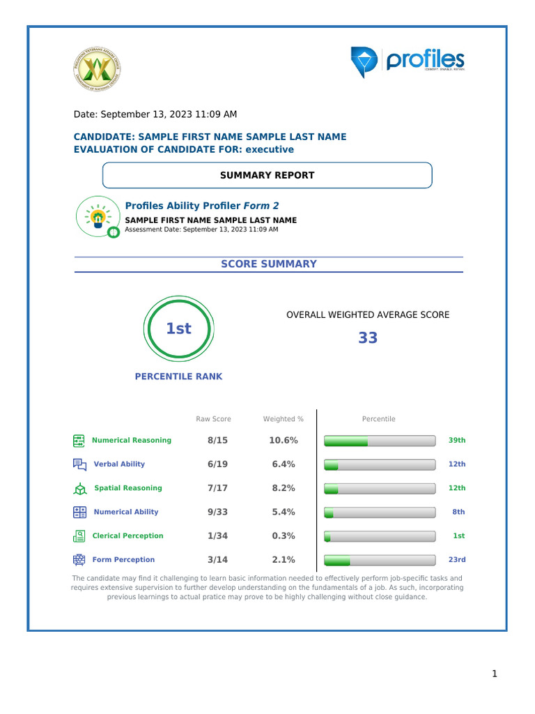 Sample First Name - Sample Last Name - Executive - Summary - Report ...