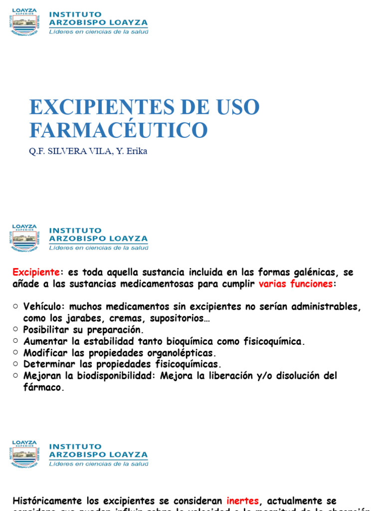 Excipientes de Uso Farmacéutico | PDF | Medicamentos con receta ...