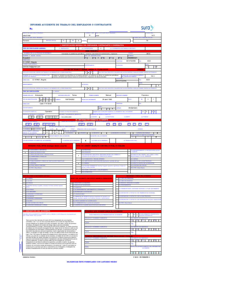 Furat - XLSX - Formato Furat | PDF | Lesión