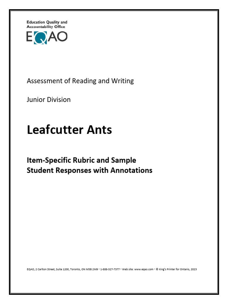 Leafcutter Ants Open Response Scoring Guide Pdf Ant Entomology 7282