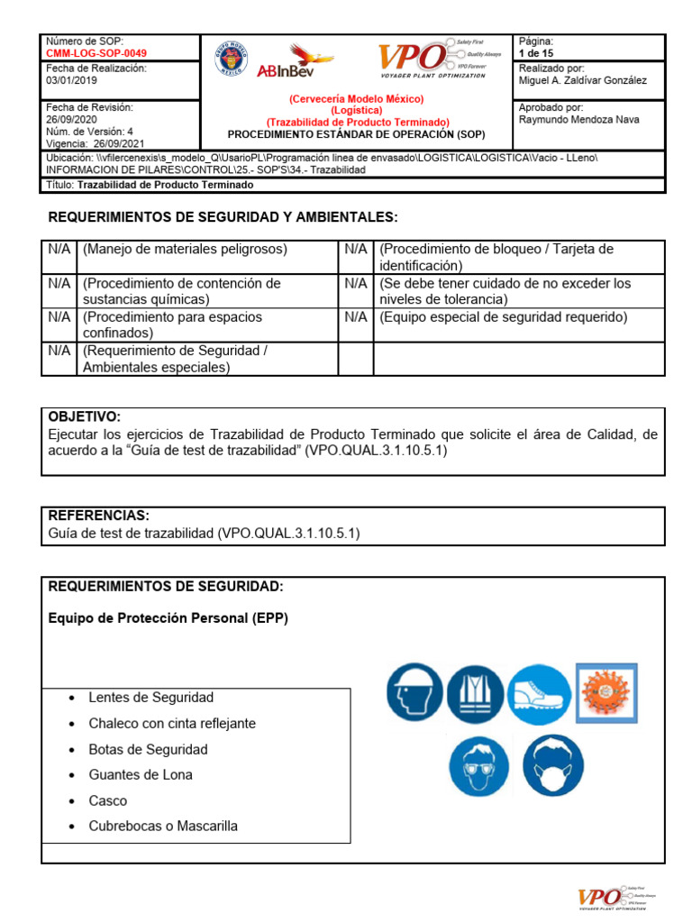 Cmm-Log-Sop-0049 Sop Trazabilidad de Producto Terminado | PDF ...