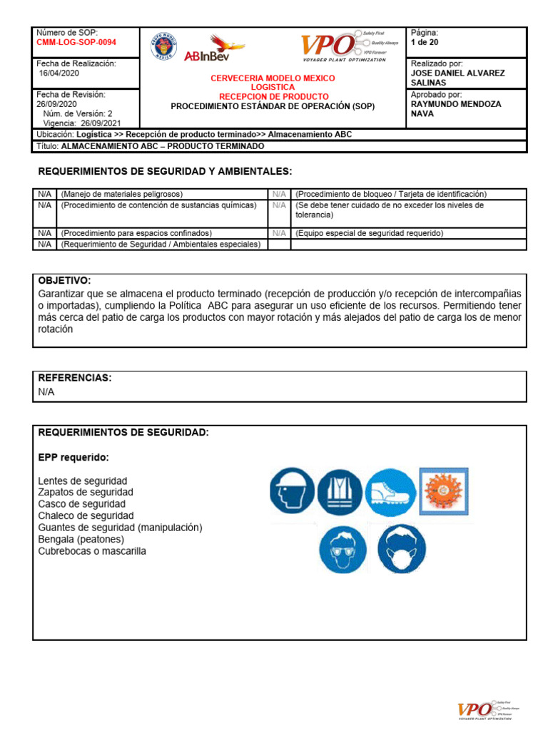 Cmm-Log-Sop-0094 Almacenamiento Abc - Producto Terminado | PDF ...