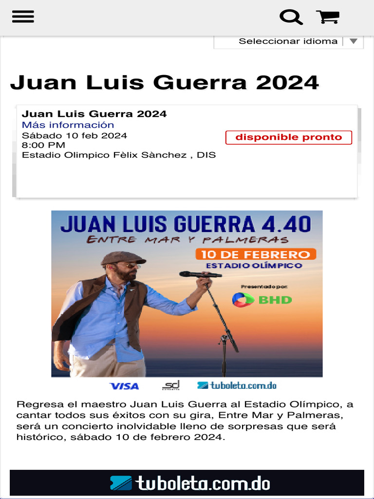 Boletos Juan Luis Guerra 2024 TuBoleta - Com.do | PDF