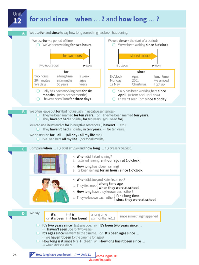English Grammar: For and Since Usage | PDF | Grammatical Tense