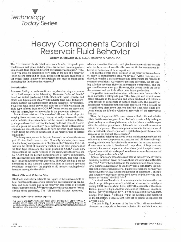 1-Heavy Components Control Reservoir Fluid Behavior | PDF | Petroleum ...