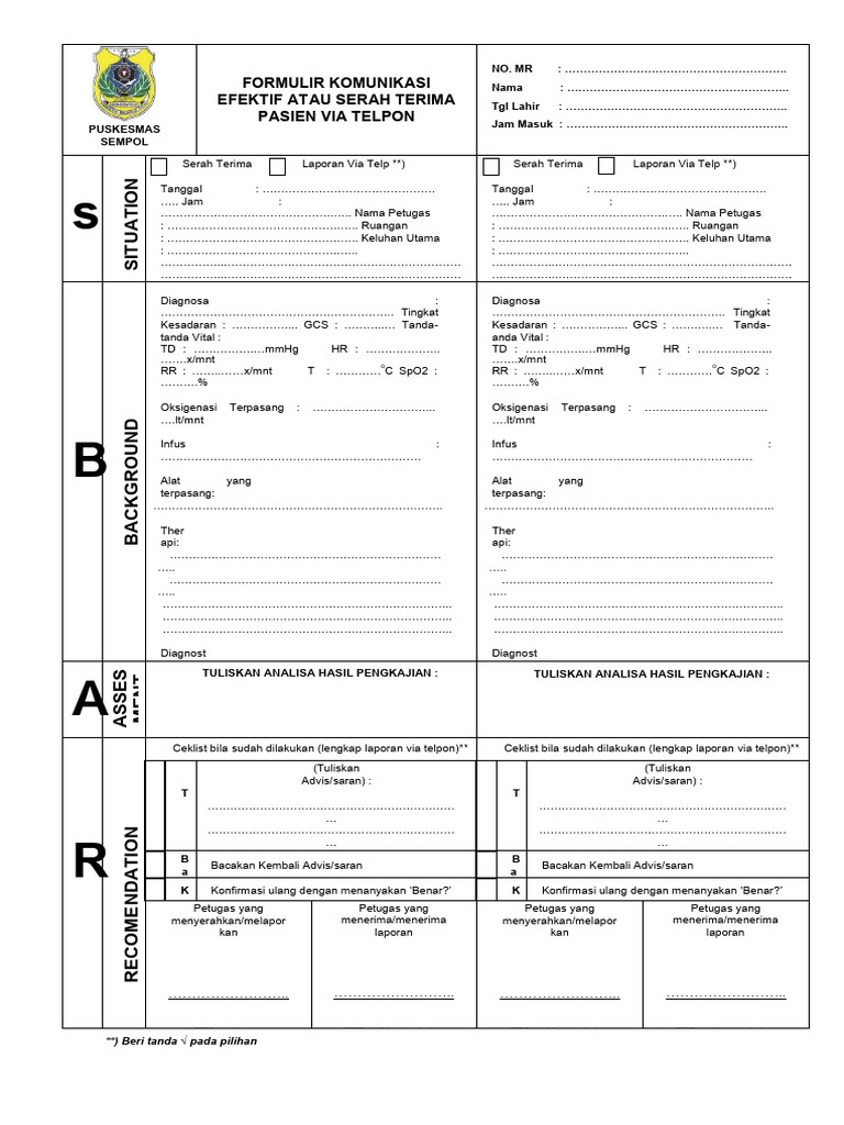 Formulir SBAR | PDF | Komputer