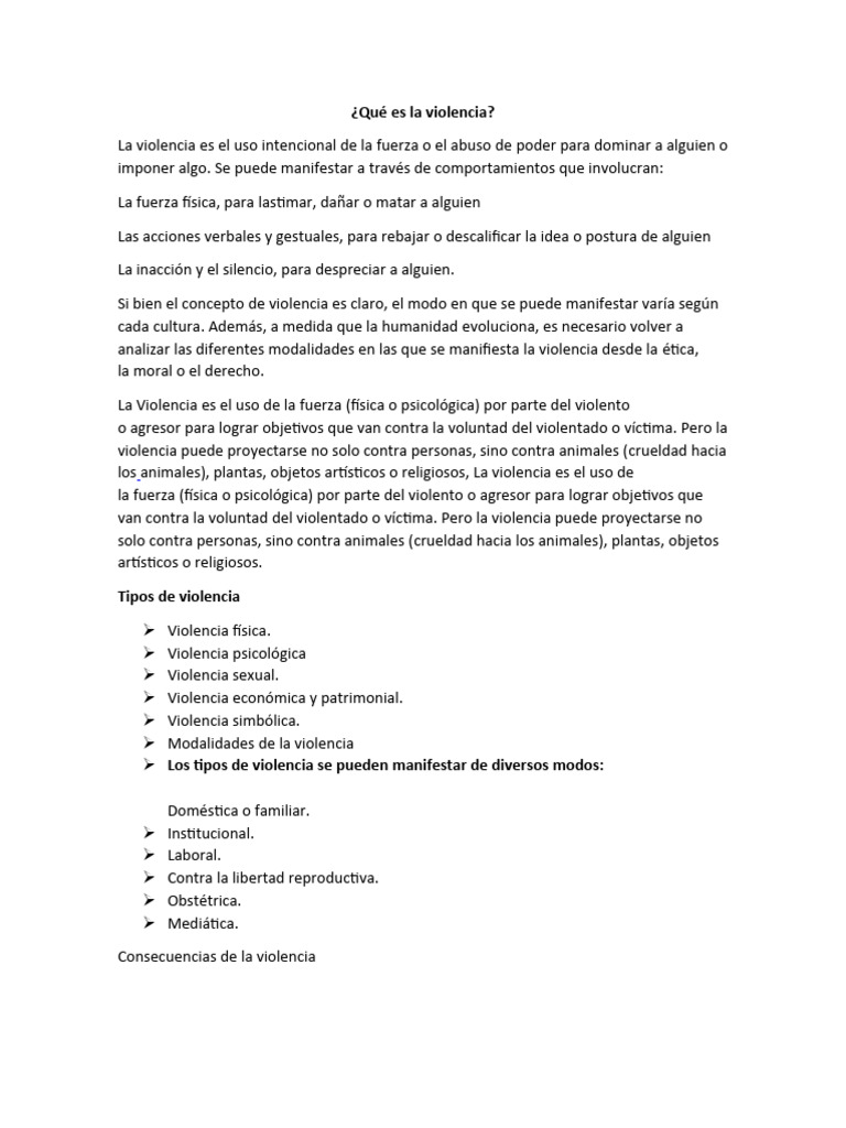 Qué Es La Violencia Pdf Violencia Sicología