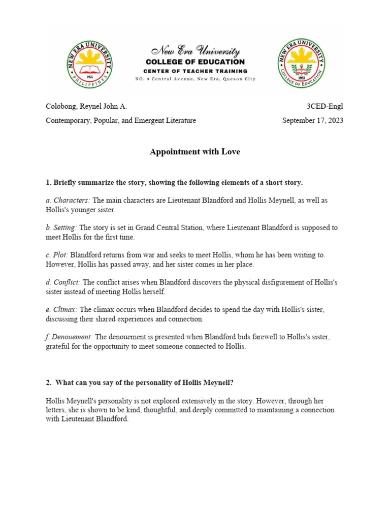 Appointment with Love: A Summary | PDF