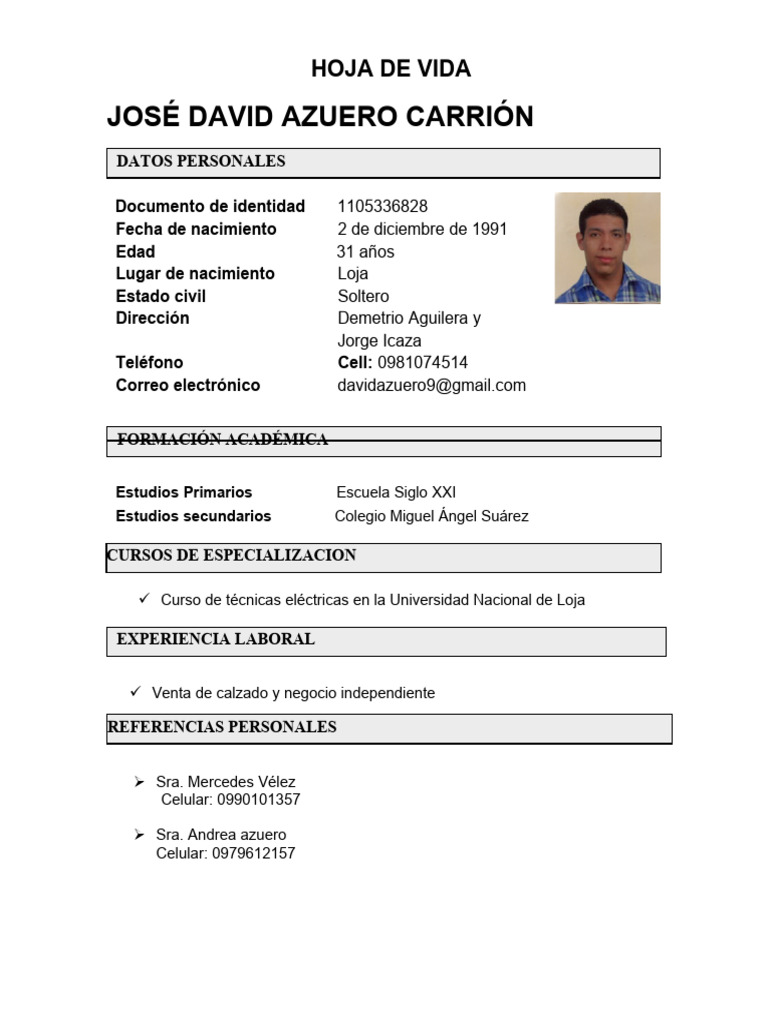 HOJA DE VIDA-modelo | PDF