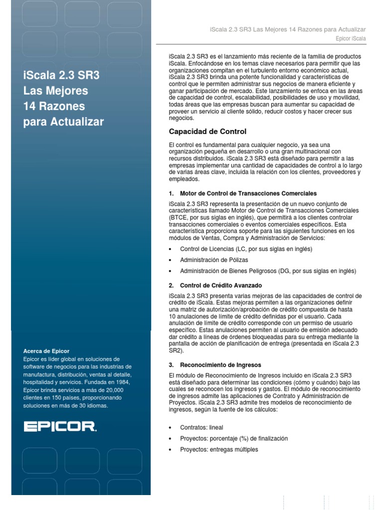 Epicor Iscala Top Reasons To Upgrade LTR SP 0111 | PDF | Contabilidad ...