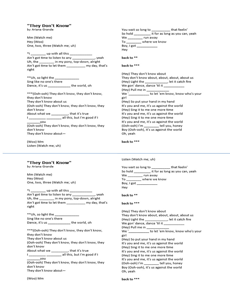 They Dont Know | PDF